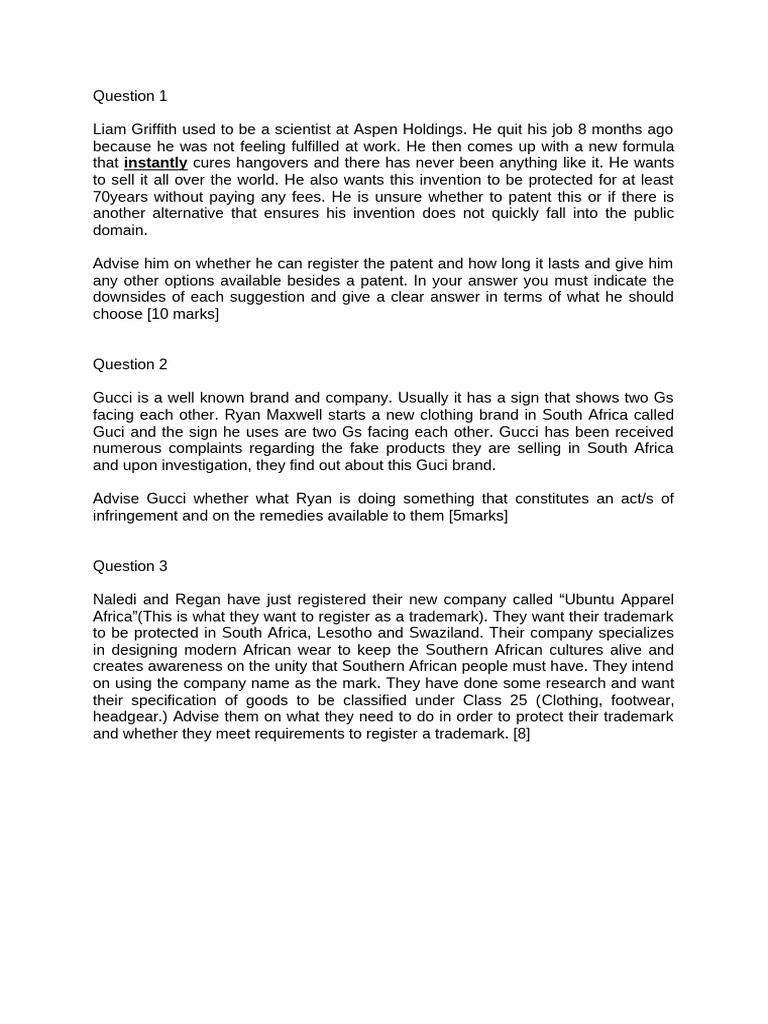 Questions IP Trade Marks | PDF