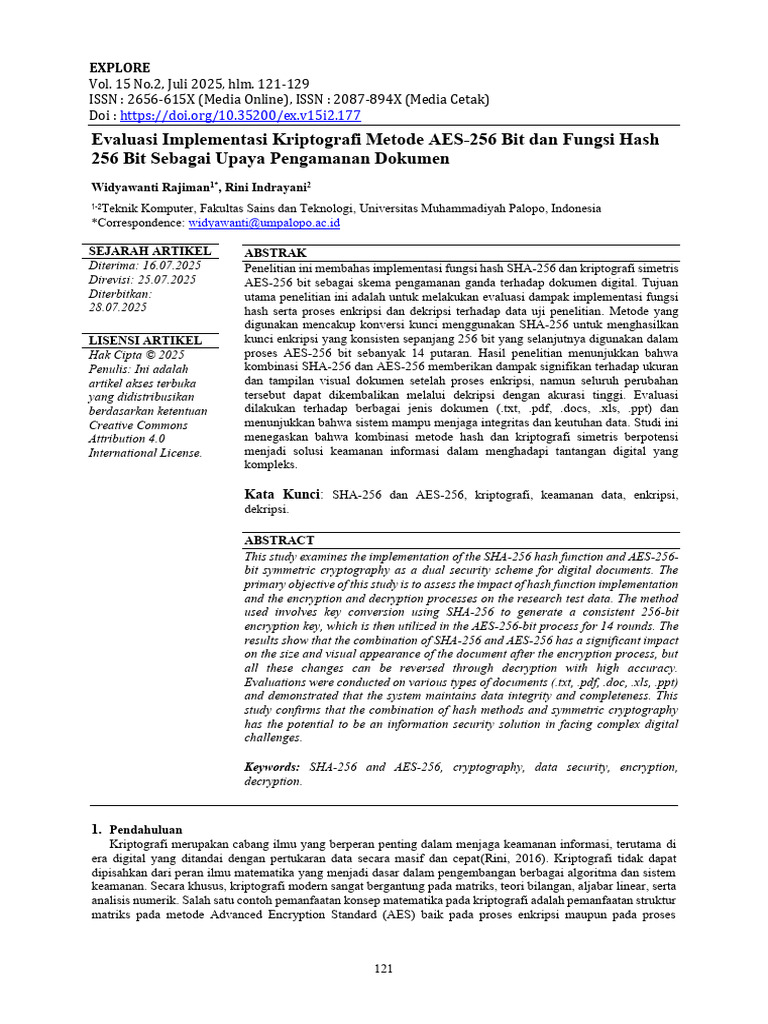 Evaluasi Kriptografi AES-256 dan SHA-256 | PDF