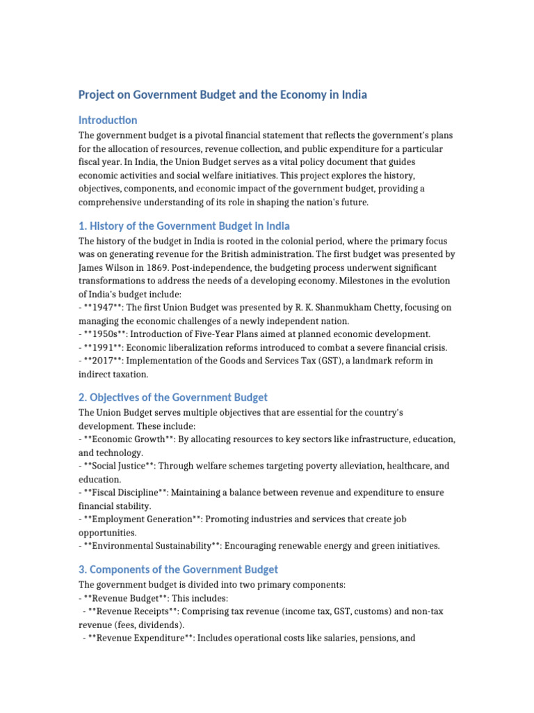India Government Budget Overview | PDF | Government Budget | Government ...