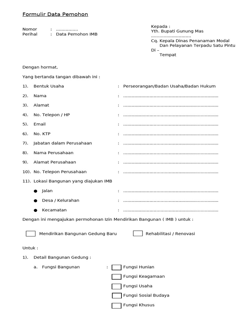 6 - Formulir Data Pemohon | PDF