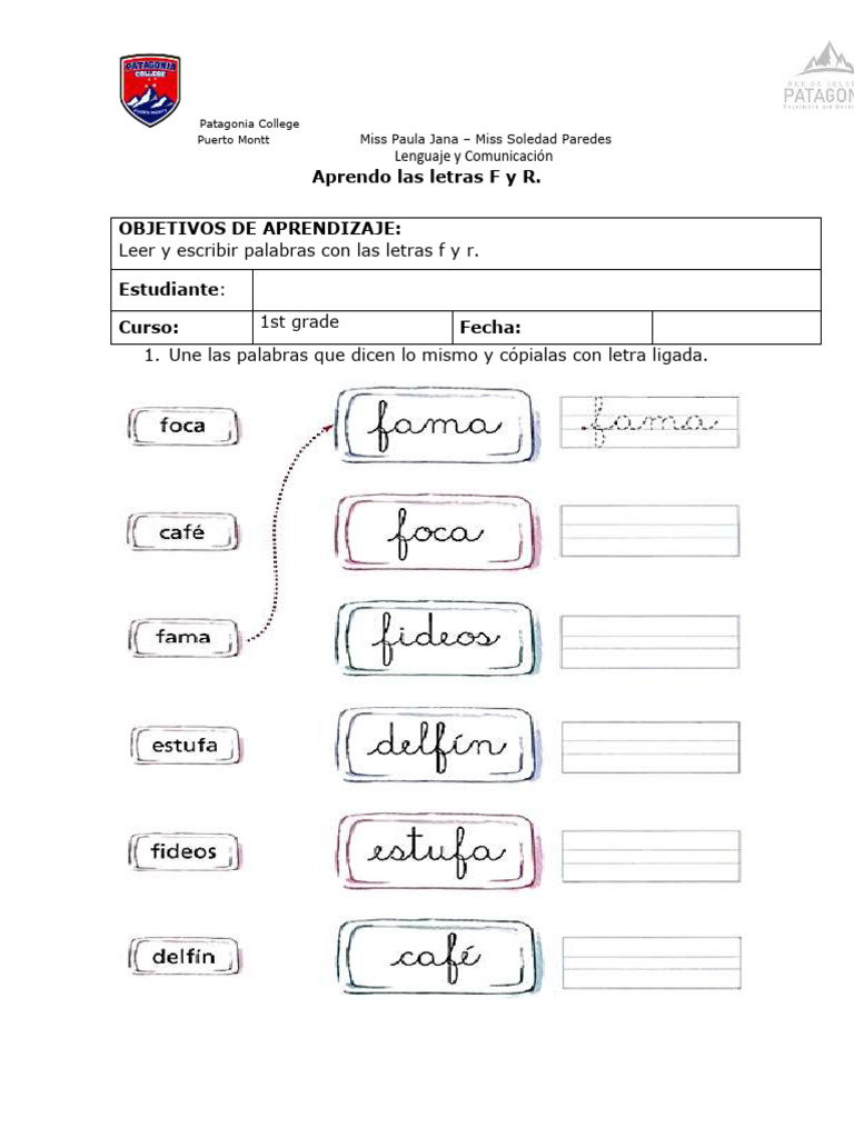 Ficha Letras F y R. | PDF
