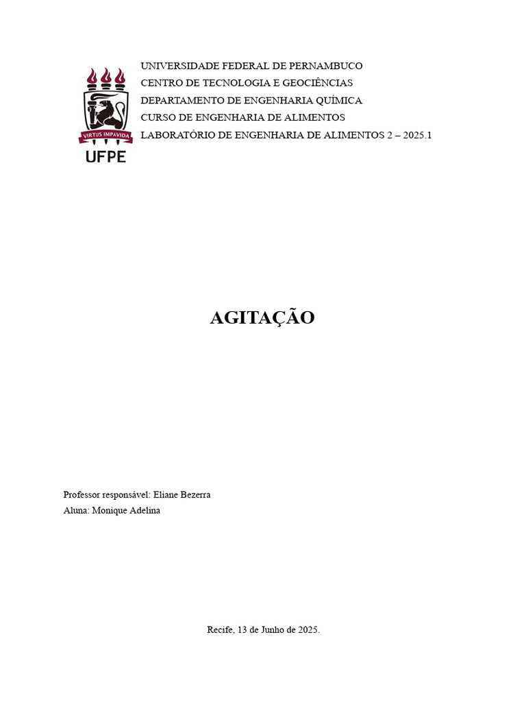 Efeitos de Agitadores na Mistura de Fluidos | PDF | Coeficiente de ...