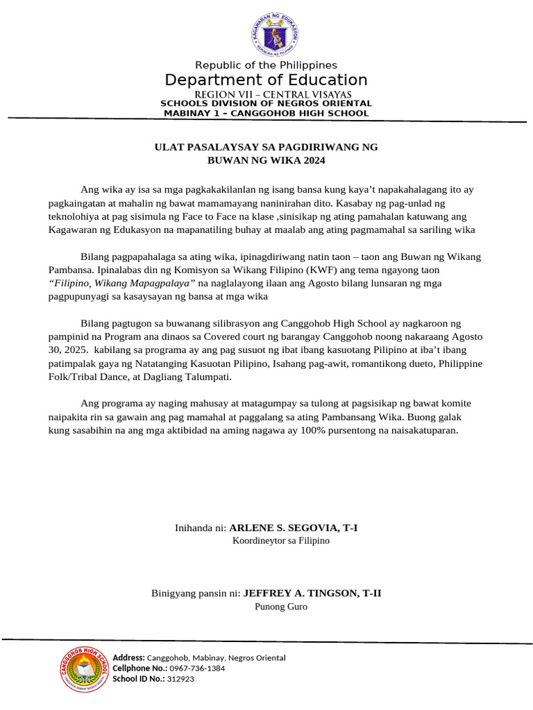 Accomplishment Filipino | PDF