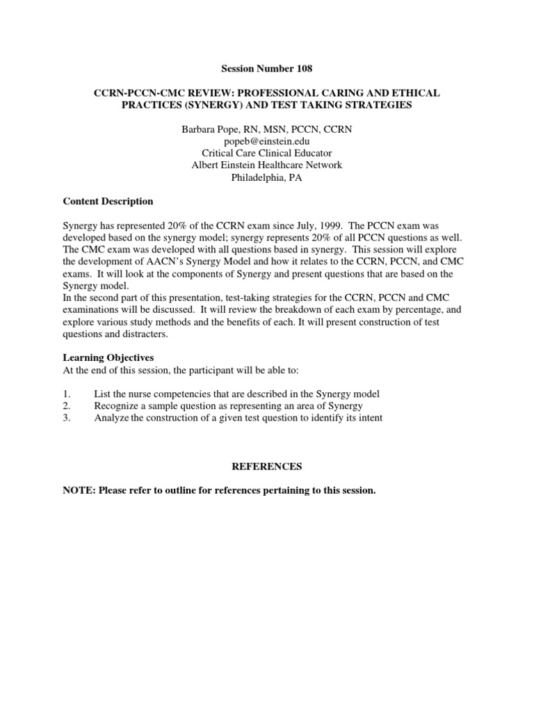 CCRN Synergy and Exam Startegies | PDF | Nursing | Health Care