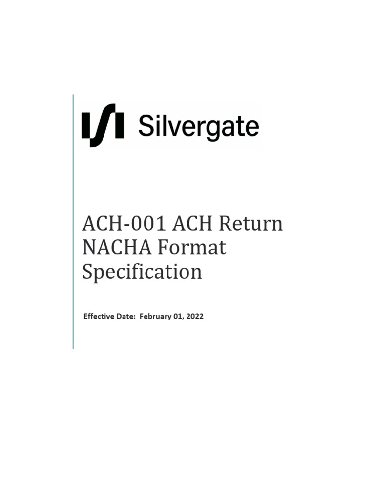 ACH-001 ACH Return Nacha Format Specification | PDF | Automated ...
