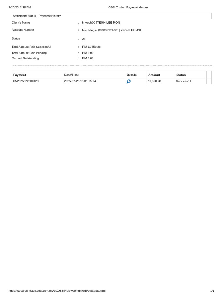 CGS ITrade - Payment History | PDF