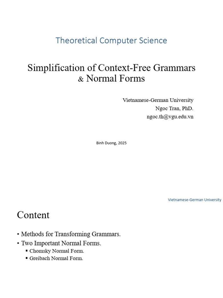 5-Simplification of Context-Free Grammars and Normal Forms - P1 | PDF ...