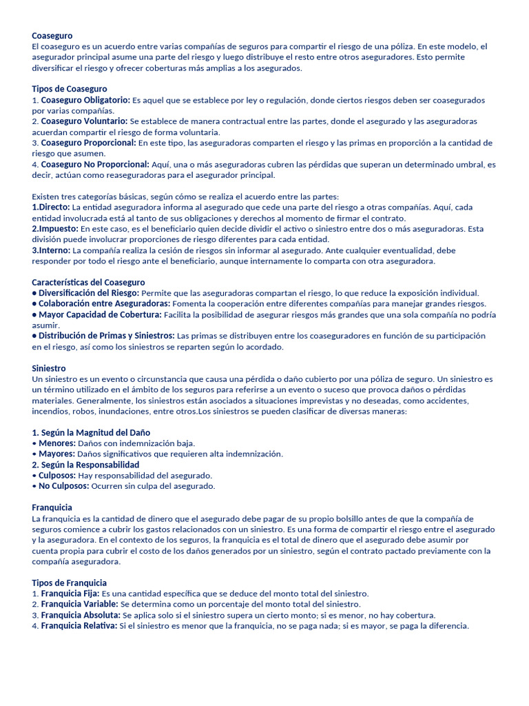 Coaseguro | PDF | Seguro | Póliza de seguros