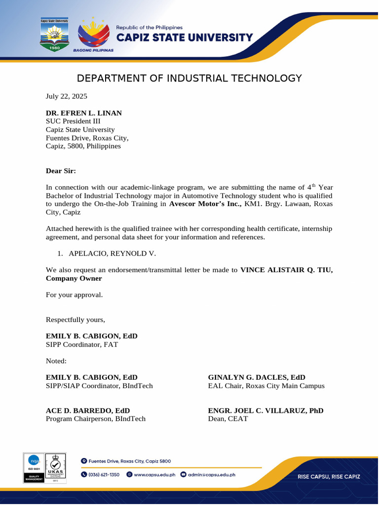One Student Transmittal | PDF