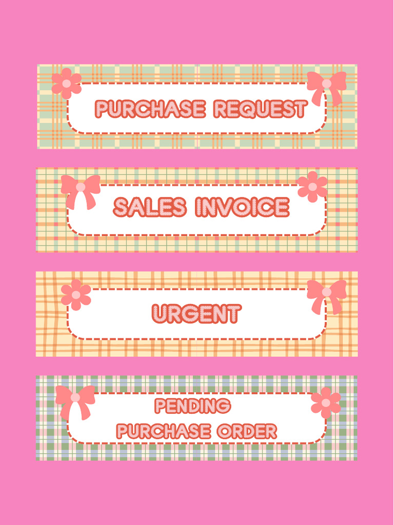 Pink Colorful Cute Label Folder A4 Document | PDF