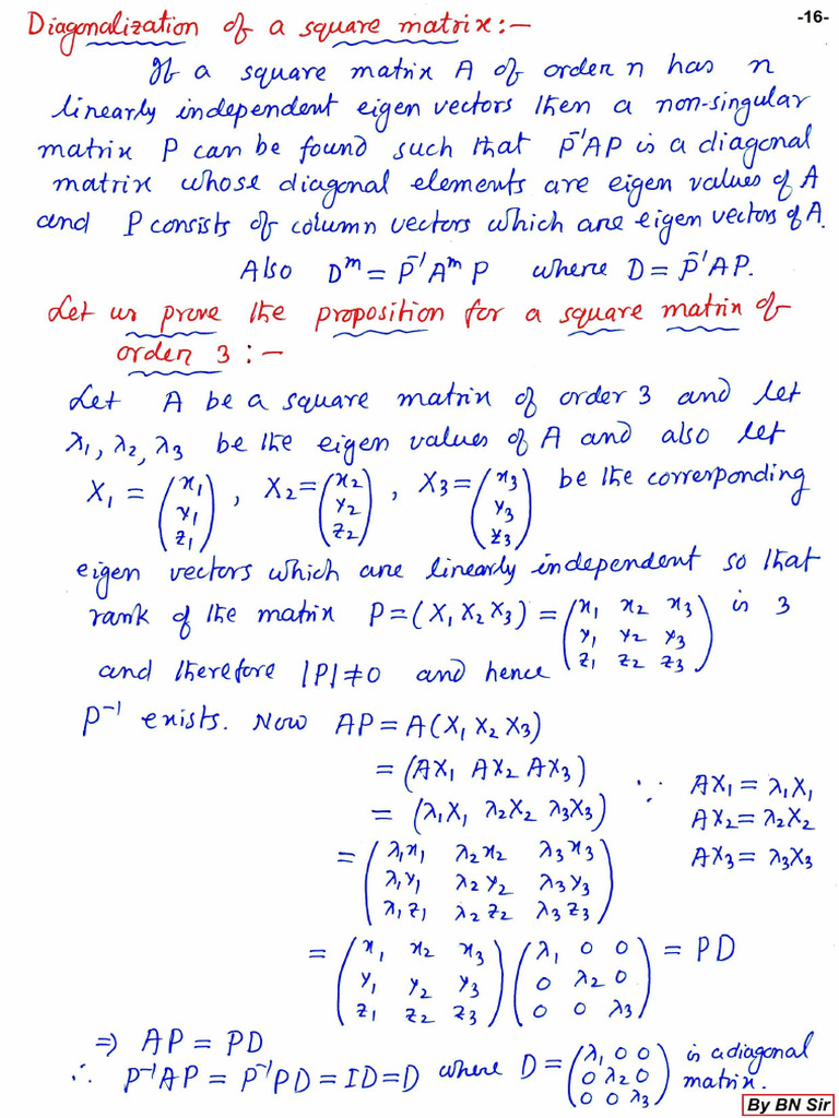 Lecture No.8. Diagonalization of A Square Matrix, Page 16 To 22 | PDF