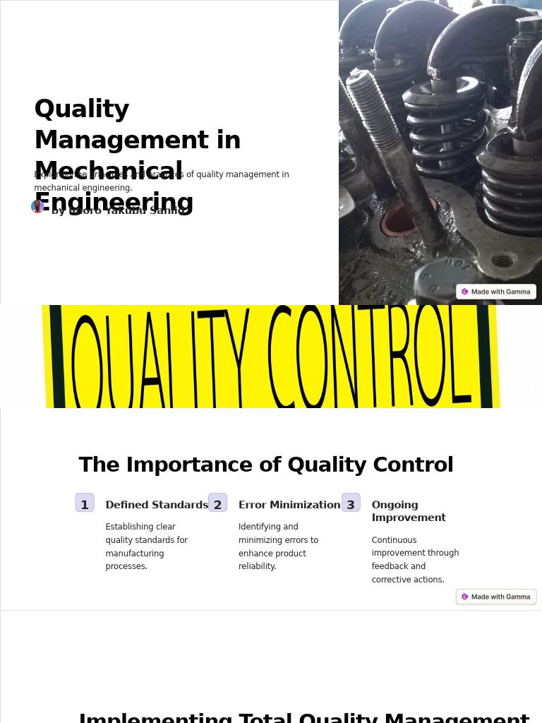 Quality Management in Mechanical Engineering | PDF