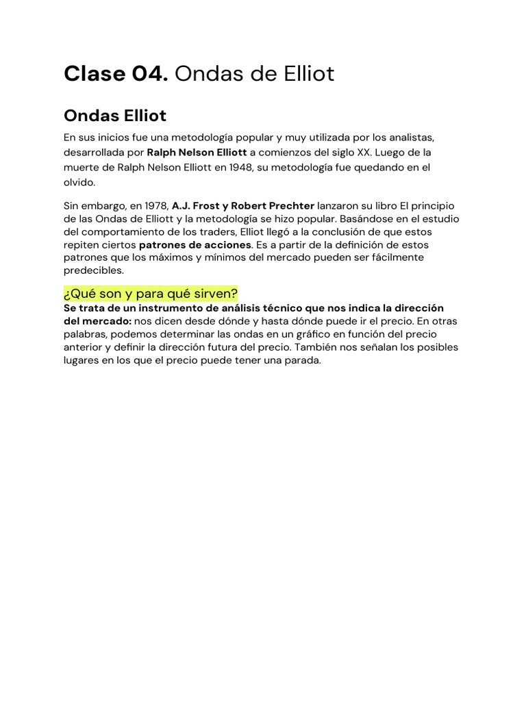 Clase 04. Ondas de Elliott | PDF | Olas | Análisis técnico