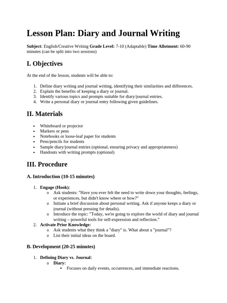 Lesson Plan in Intrapersonal Communication | PDF | Diary | Writing