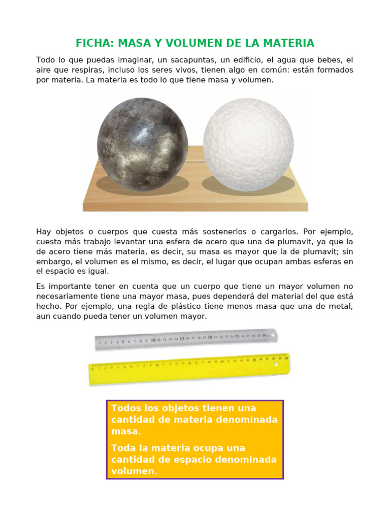 Masa y Volumen: Conceptos Clave de Materia | PDF | Masa | Importar