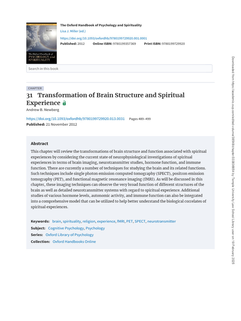 Brain Structure and Spiritual Experience | PDF | Hippocampus ...