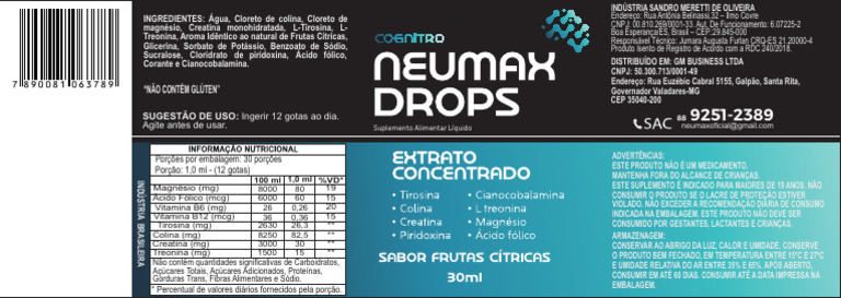 Neumax I Rótulo-2 | PDF | Compostos orgânicos | Nutrição