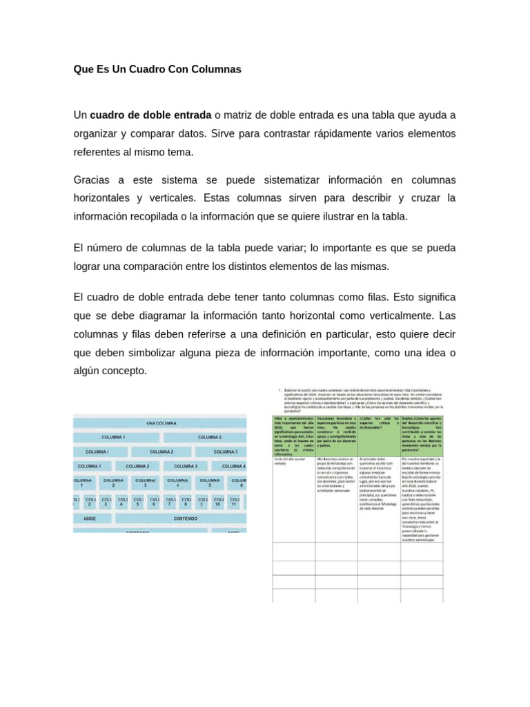 Que Es Un Cuadro Con Columnas | PDF