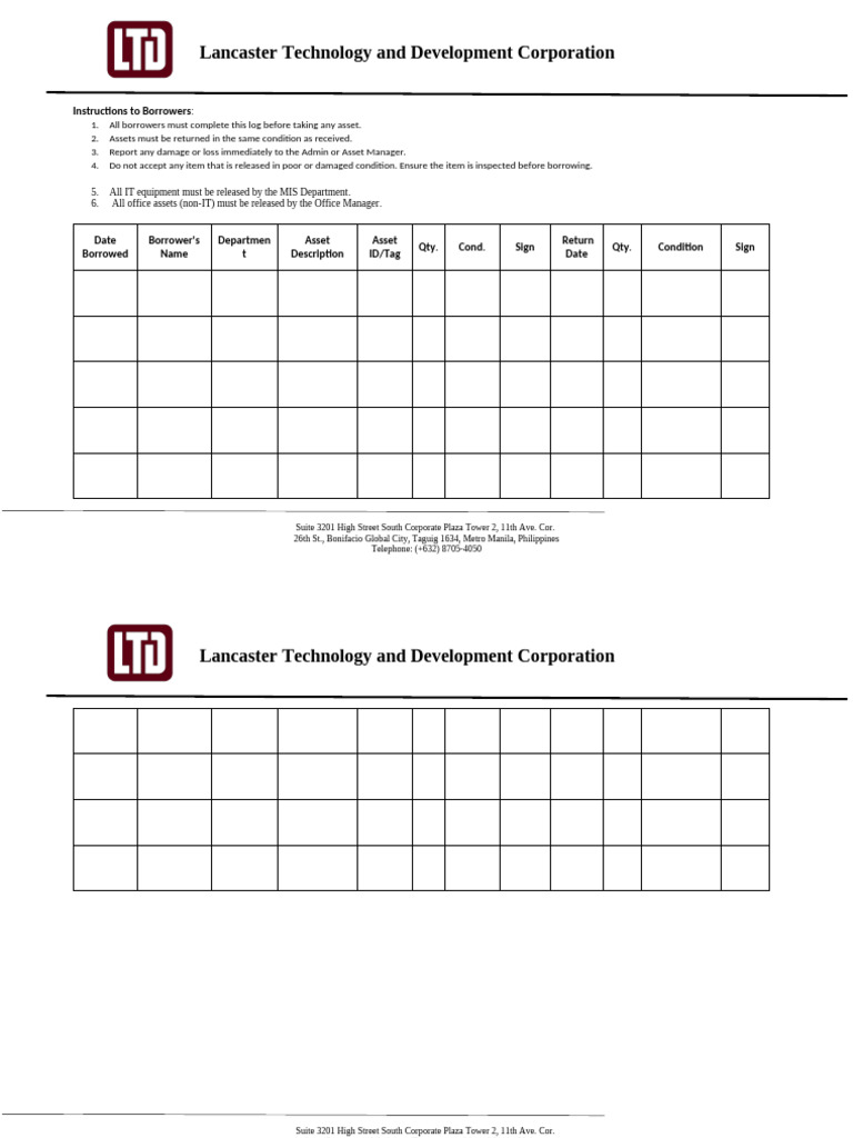 Borrowers Log | PDF
