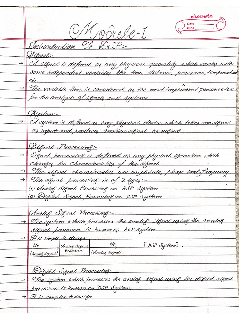 DIGITAL SIGNAL PROCESSING Unit-1 | PDF