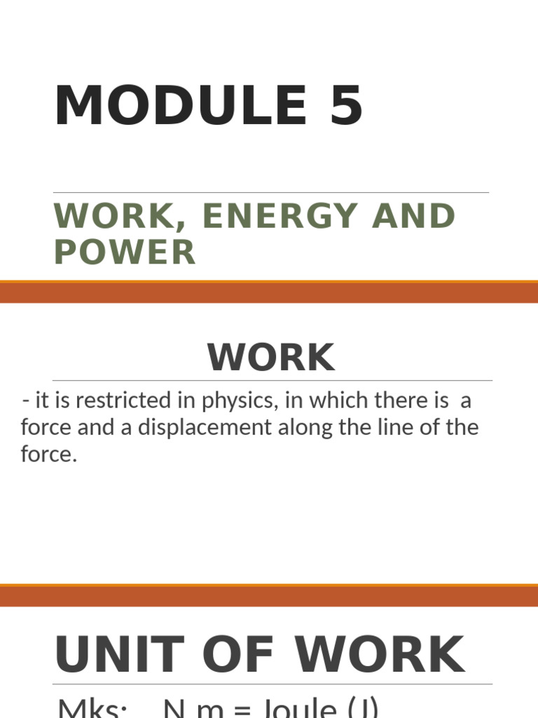Work, Energy, and Power Concepts | PDF | Force | Friction