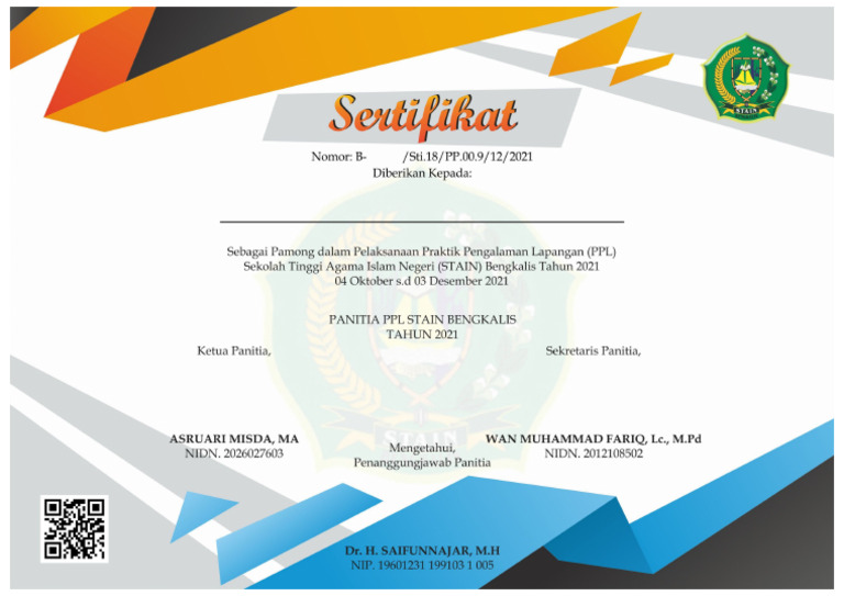 Sertifikat Pamong PPL 2021 STAIN BKS | PDF