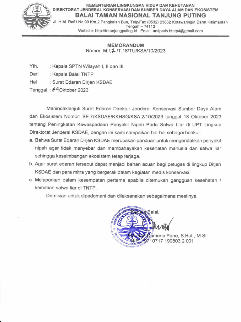 M. 12t.18tuksa102023 Surat Edaran Dirjen Ksdae... | PDF