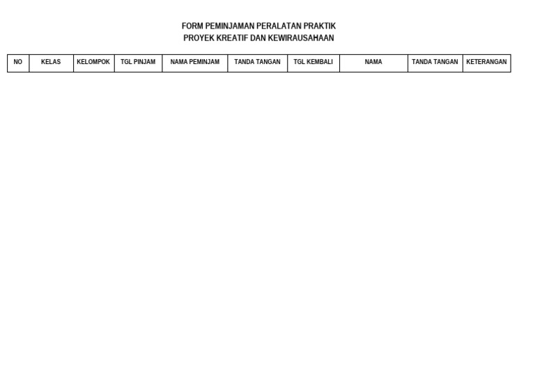 Form Peminjaman Alat | PDF