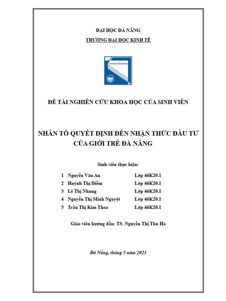 Final Nckh Khoa Kinh Tế | PDF