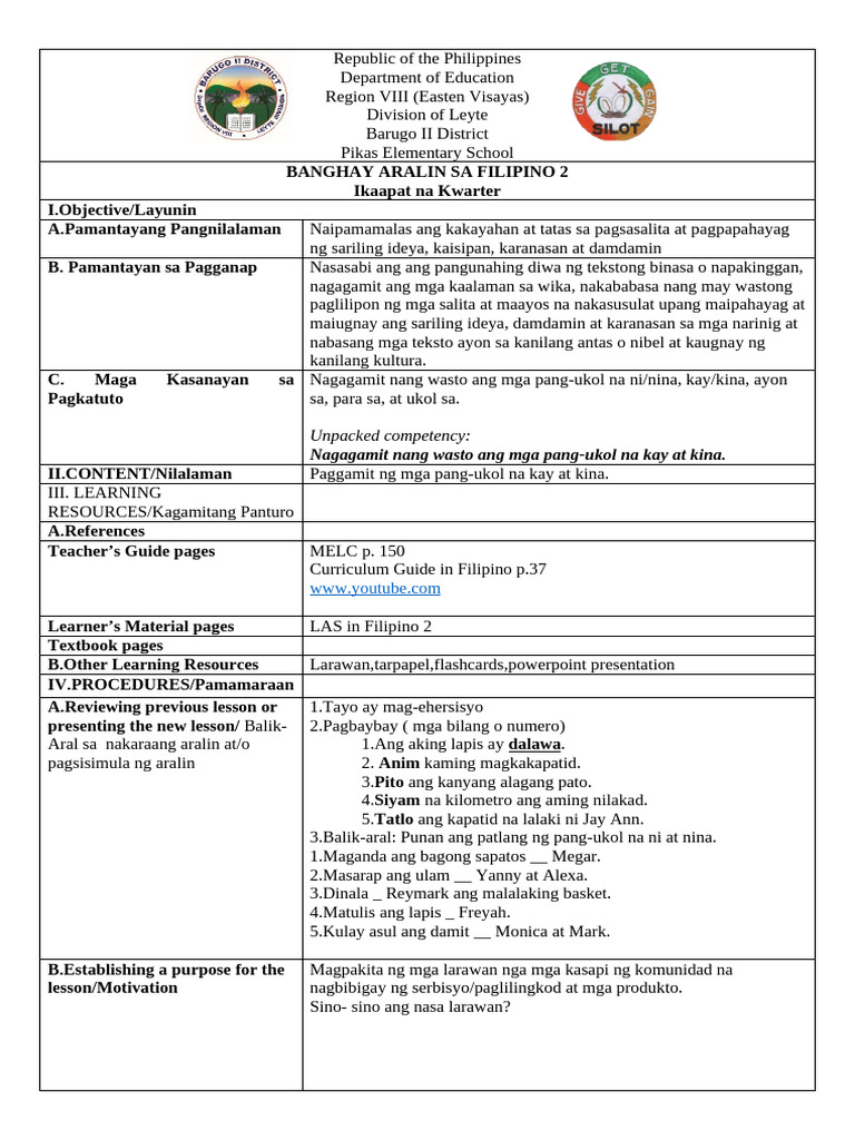 Co 2 Quarter 4 Pang Ukol Filipino 2 Final | PDF