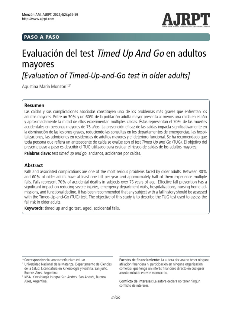 TUG Test Español | PDF | Enfermedades y trastornos | Ciencia y matemáticas