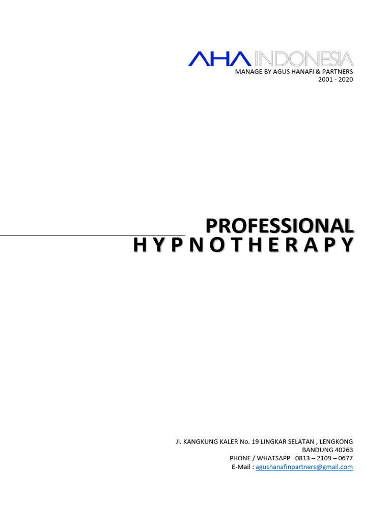 Workshop Hipnoterapi Profesional Bandung | PDF