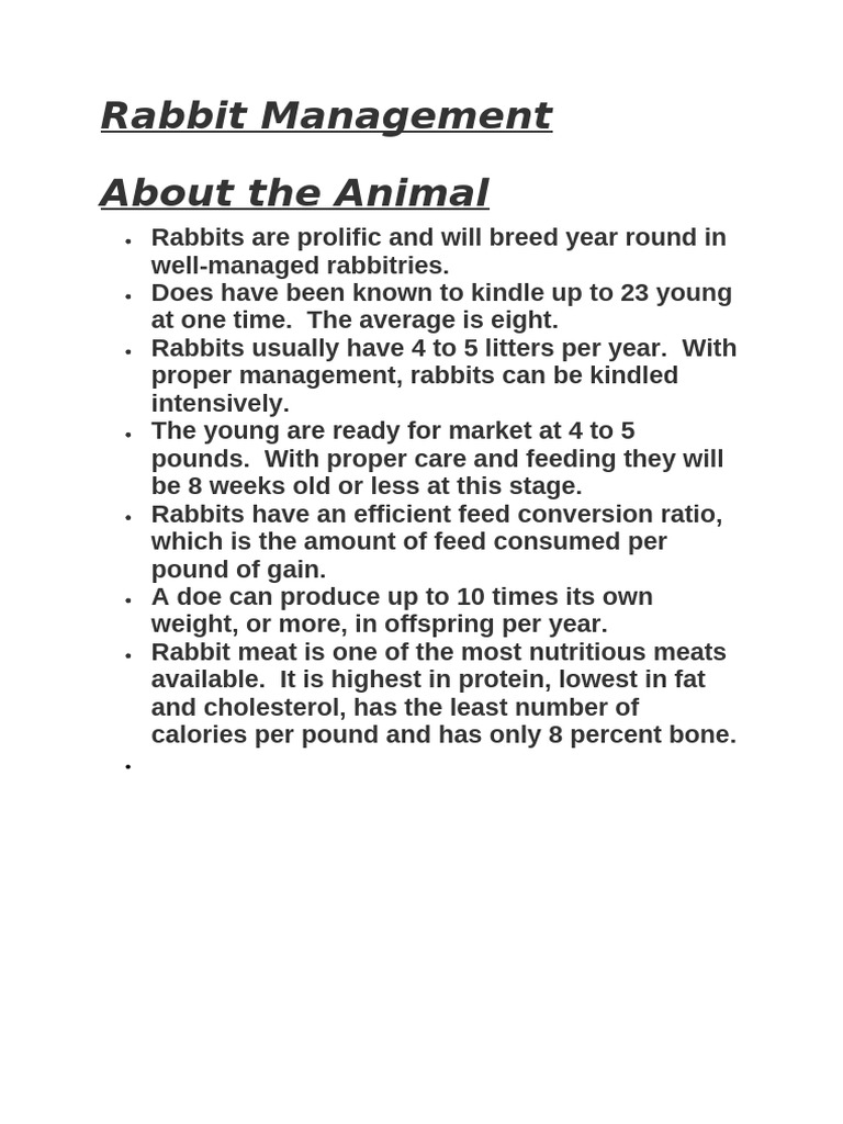 Effective Rabbit Management Practices | PDF