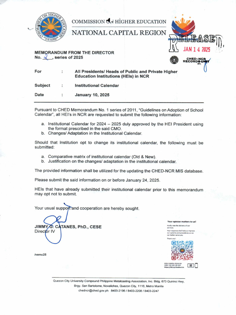 25-01-230 Memorandum From The Director No.2 s.2025 | PDF