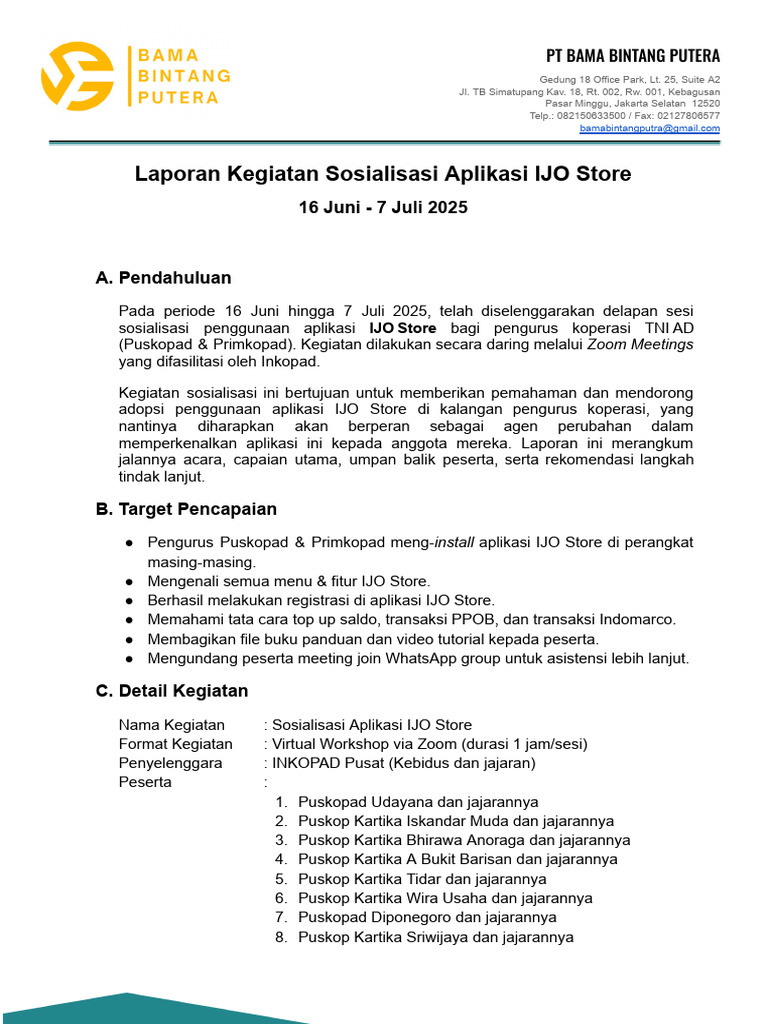 Sosialisasi Aplikasi IJO Store TNI AD | PDF