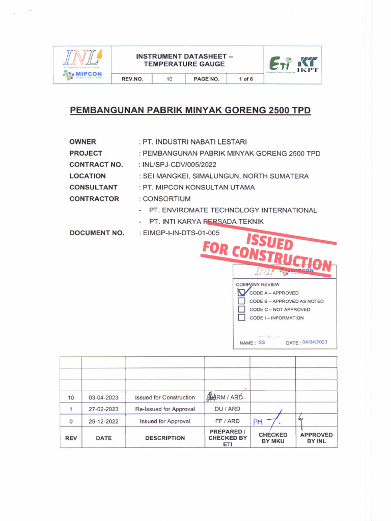 EIMGP-I-In-DTS-01-005 10 IFC Instrument Datasheet Temperature Gauge ...