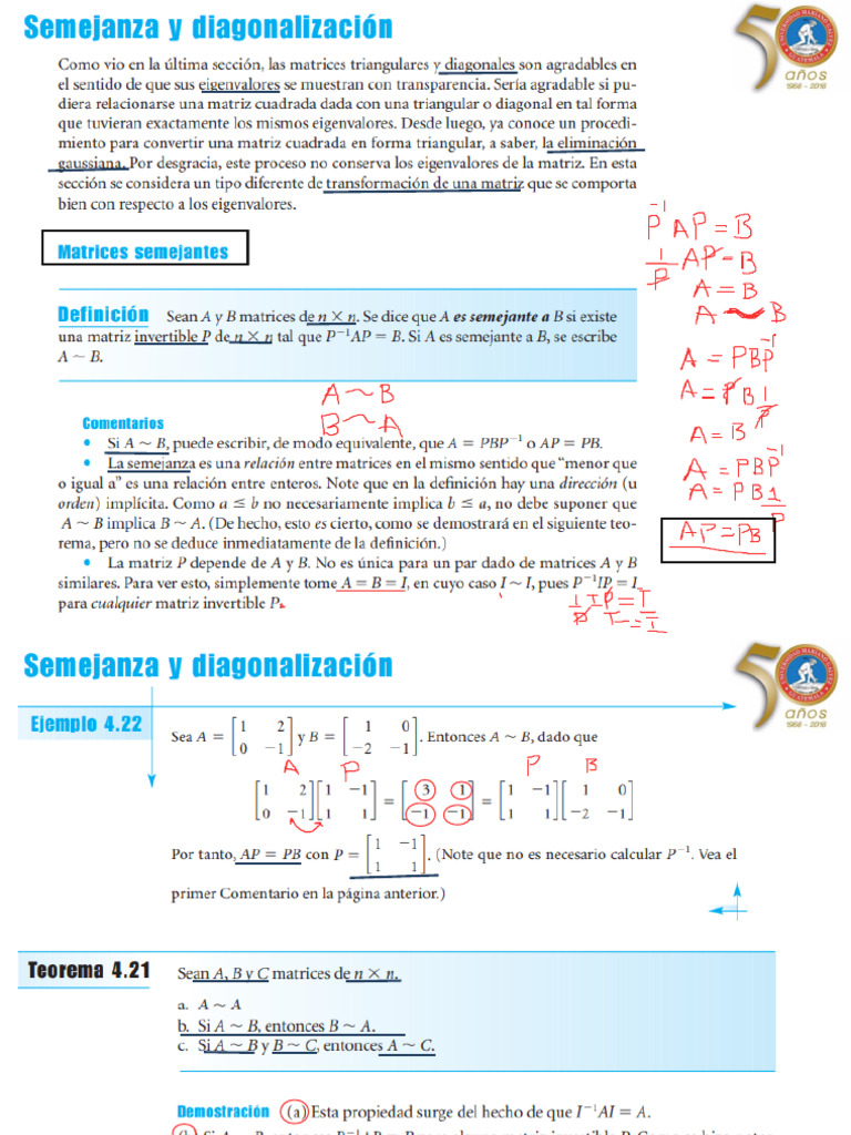 Clase Semana 15 Semejanza y Diagonalización | PDF