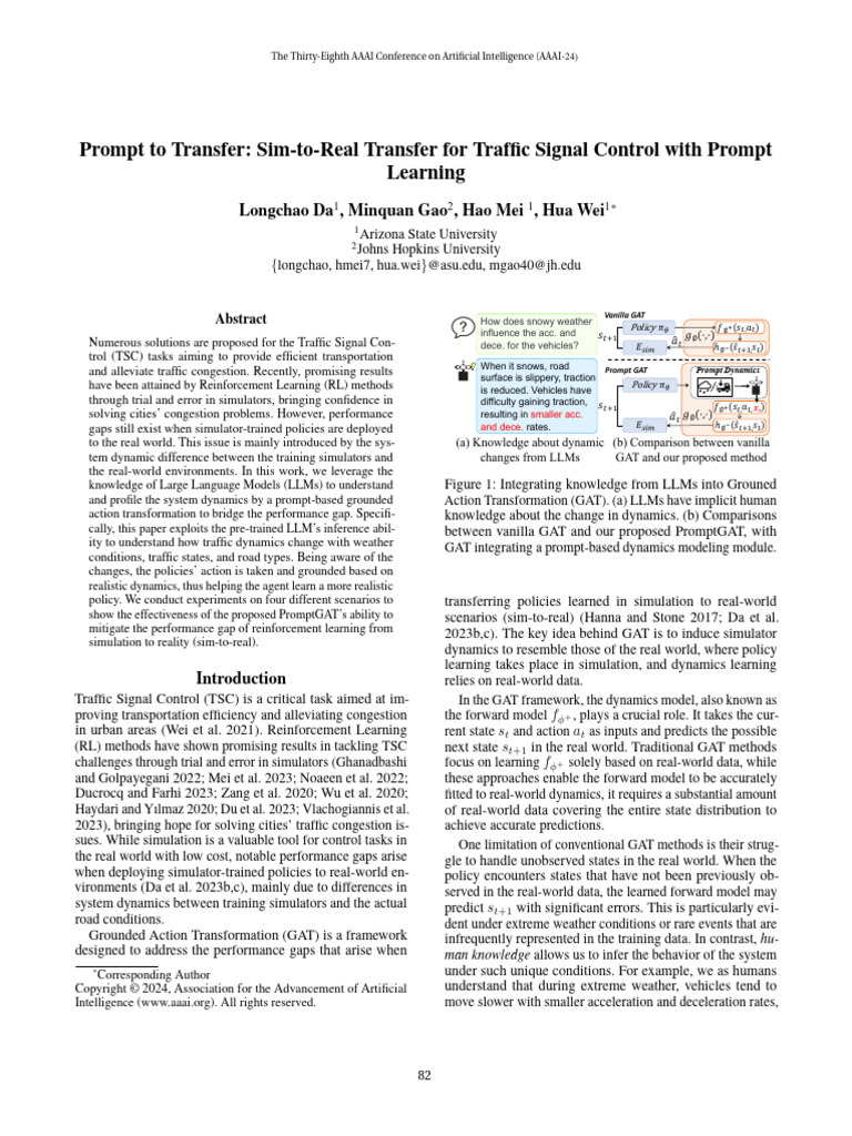 Prompt To Transfer - Sim-To-Real Transfer For Traffic Signal Control ...