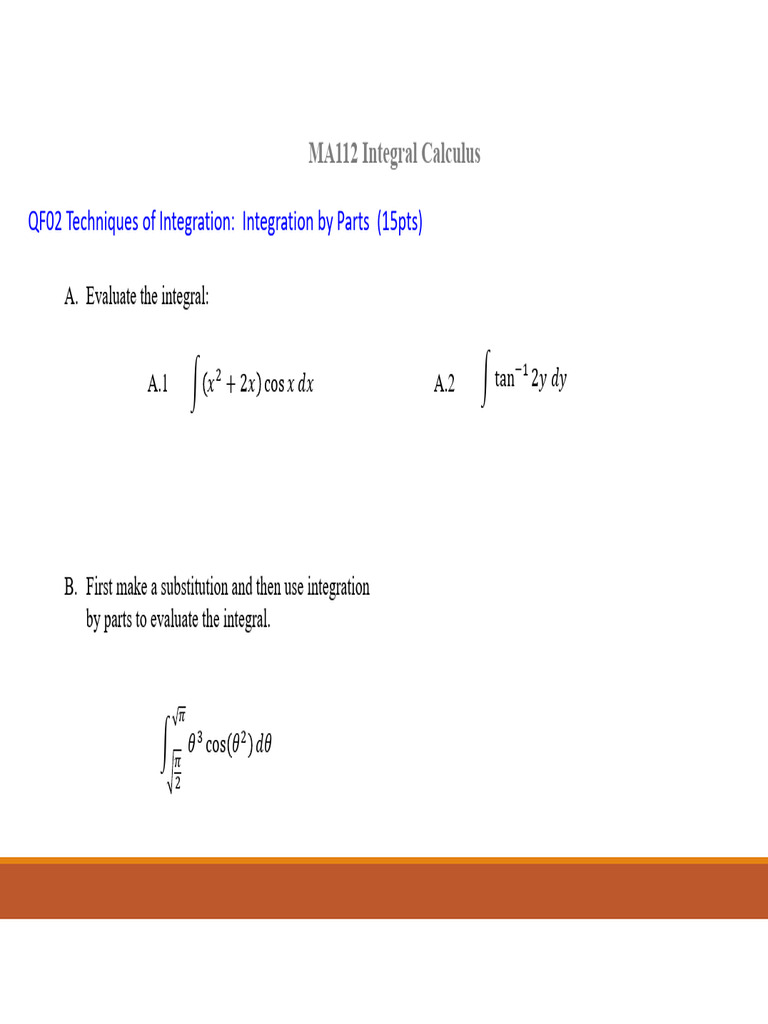 QF02 Techniques of Integration - Integration by Parts | PDF
