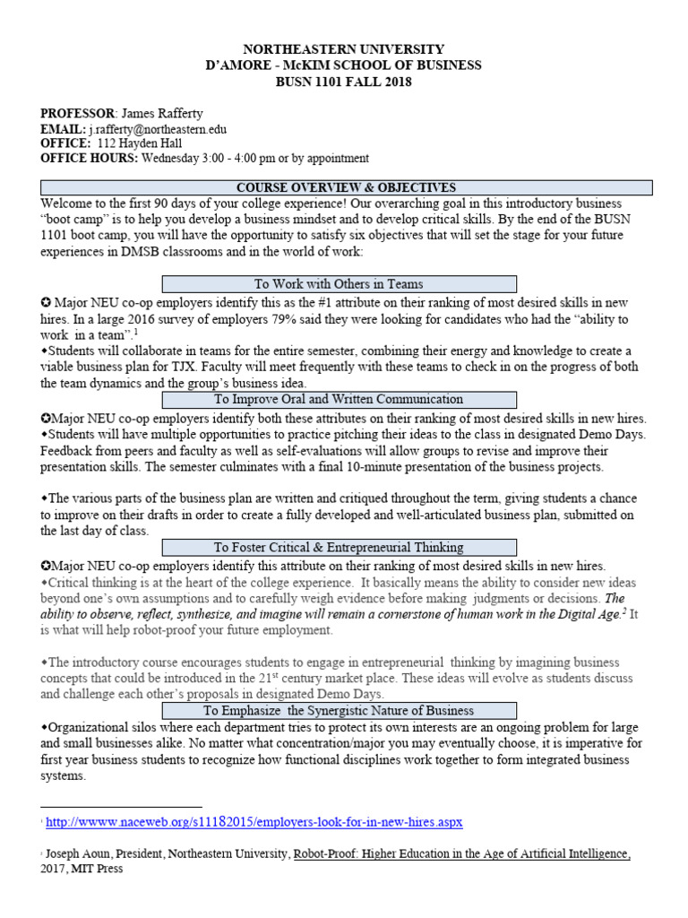 BUSN 1101 Course Overview & Objectives | PDF | Turnitin | Plagiarism