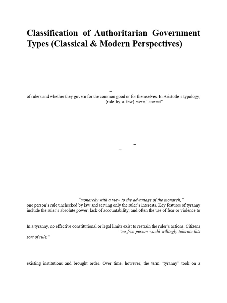 05 - Classification of Authoritarian Government Types | PDF | Theocracy ...