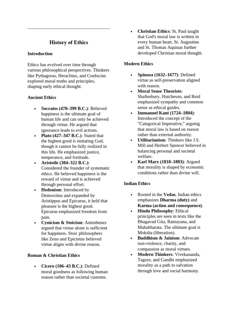 Historical Overview of Ethics | PDF | Virtue | Morality