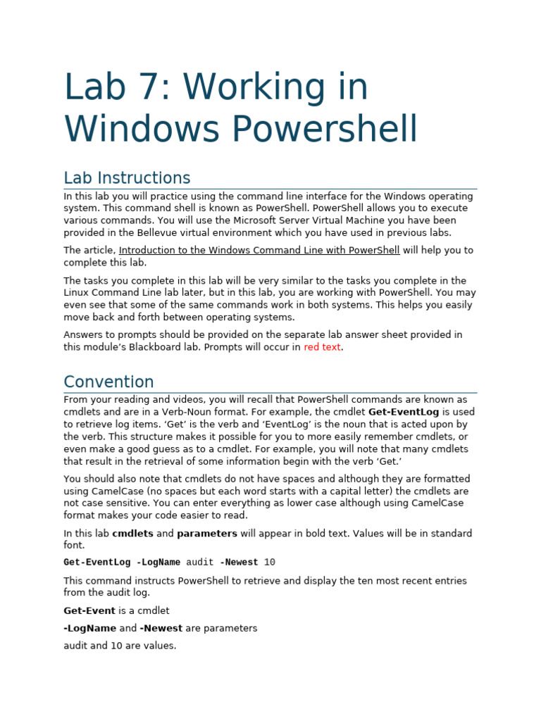 PowerShell Lab: Cmdlets and File Management | PDF | Computer File ...