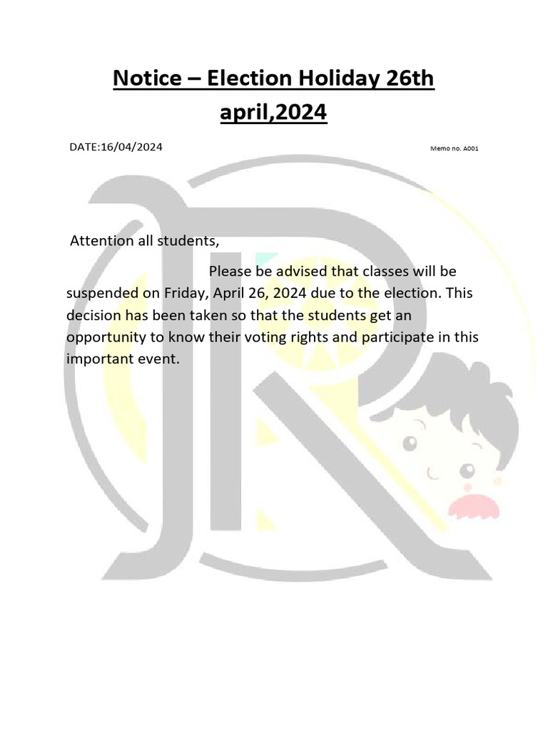 CBU Election Holiday Notice 2024 | PDF