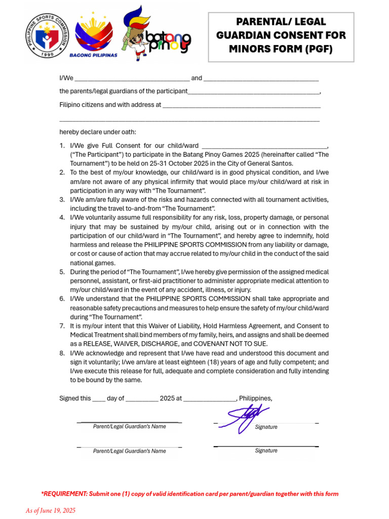 Batang Pinoy Parent Consent 3 | PDF | Consent | Common Law