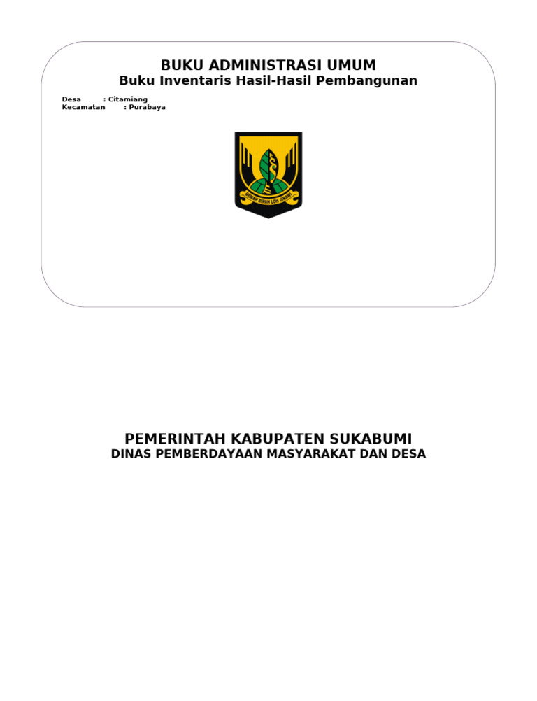 Sampul Buku Inventari Hasil Pembangunan | PDF