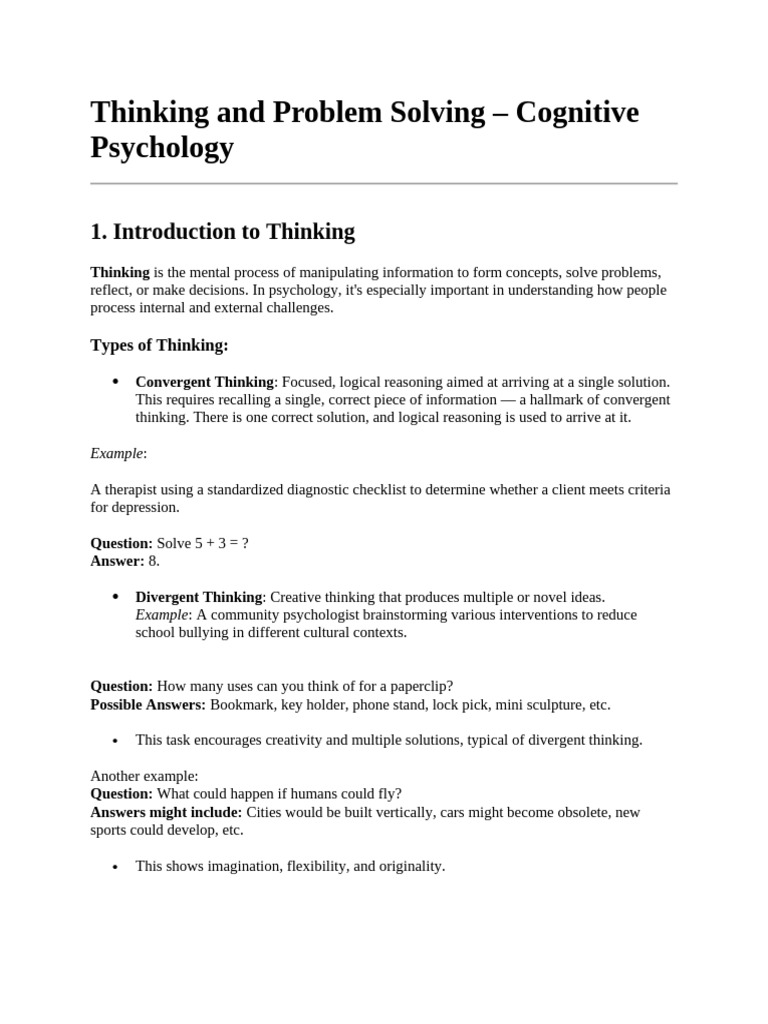 Thinking and Problem Solving Notes | PDF | Creativity | Thought