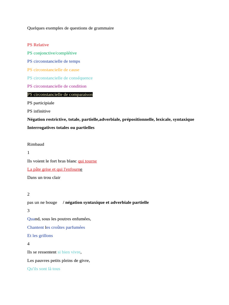 Exemples de questions de grammaire 2024 | PDF | Clause | Linguistique