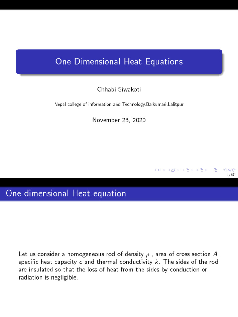 Deriving the One-Dimensional Heat Equation | PDF | Heat Transfer | Heat