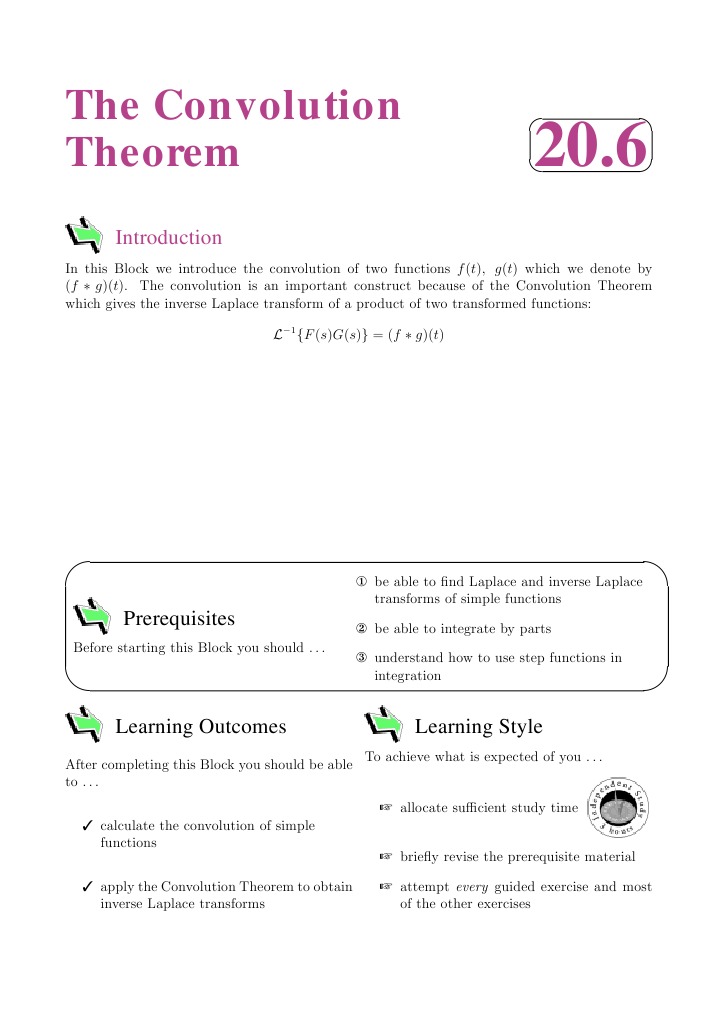 Convolution Theorem and Laplace Transforms | PDF